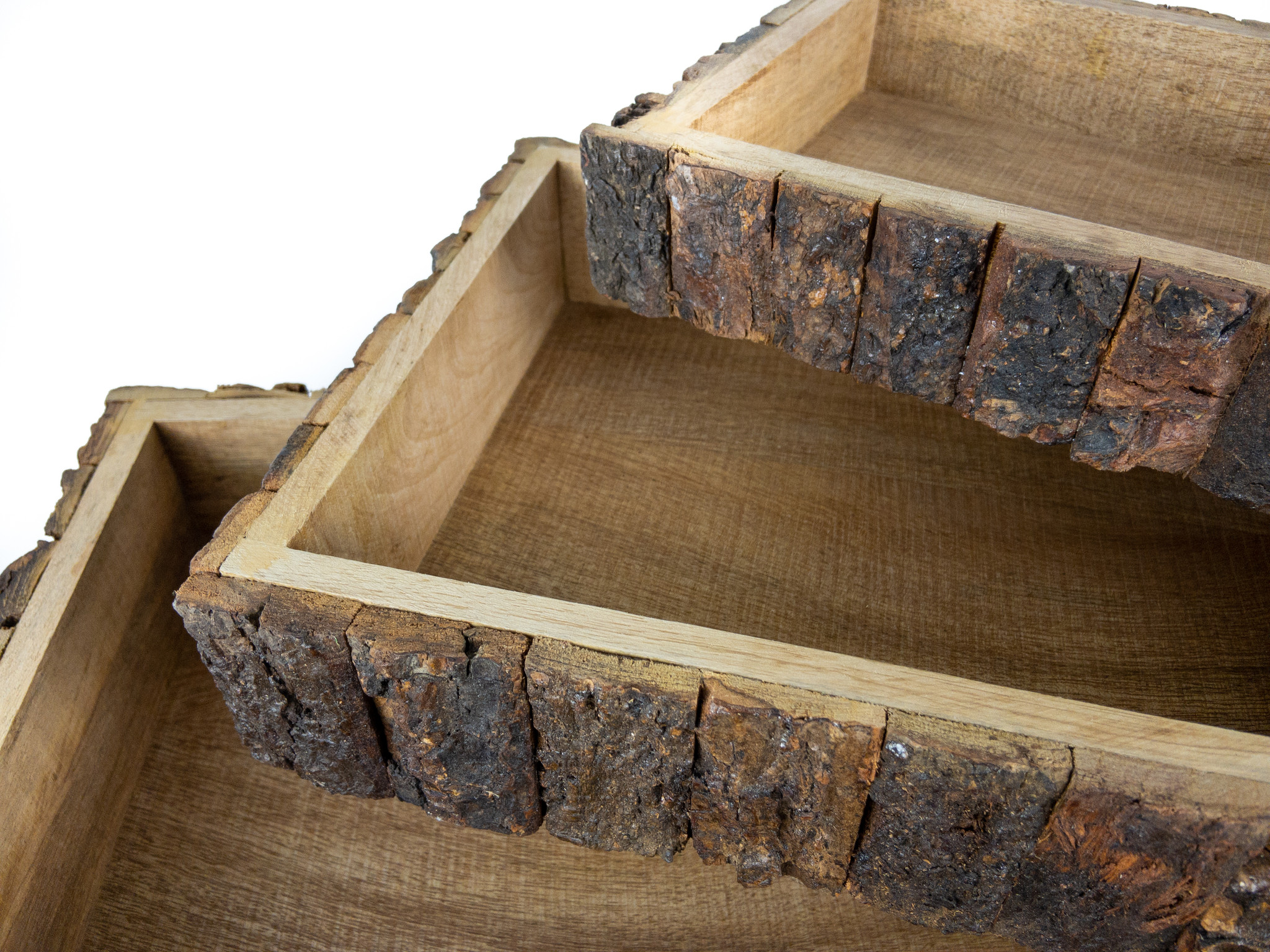 WOOD BARK BOXES - RECTANGULAR - SET OF 3 - Mills Floral Company