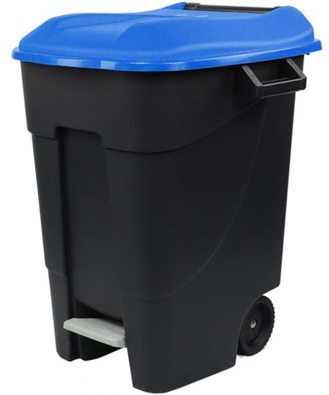 Wheeled Pedal Bin - 100 Ltr - Black/Blue - Wheelie Bin Warehouse