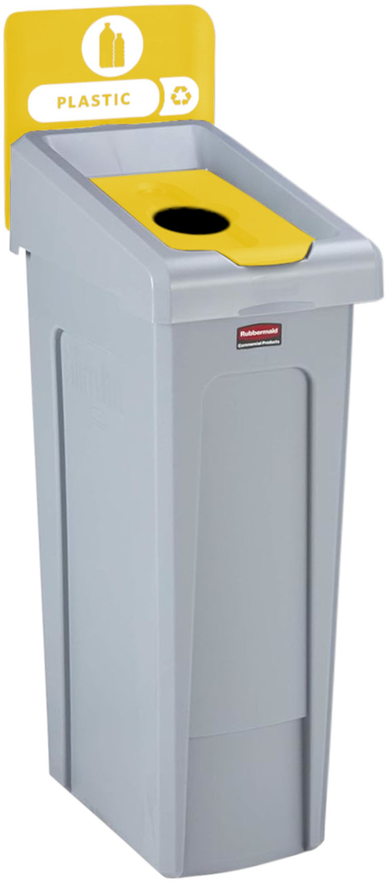 Rubbermaid Slim Jim Recycling Station 87 Ltr Plastic Recycling Yellow Wheelie Bin Warehouse