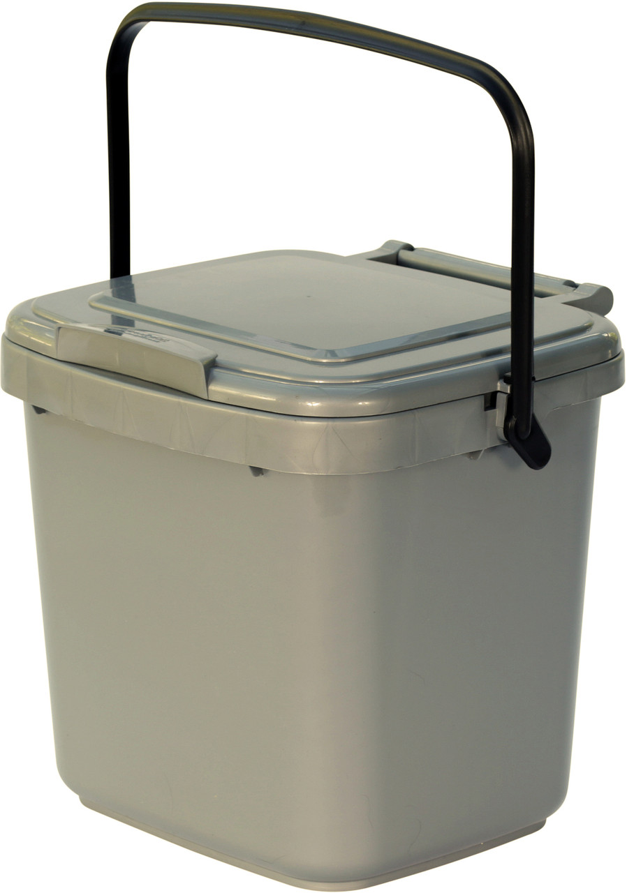 Kitchen Food Waste Caddy - 7 Ltr - Silver - Wheelie Bin Warehouse