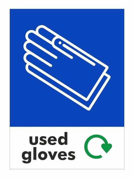 Large A4 Wheelie Bin Sticker - Used Gloves - Wheelie Bin Warehouse