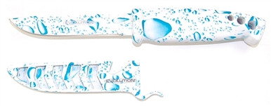 4" Bait Knife White Blue Water Spot - Evolution Tackle