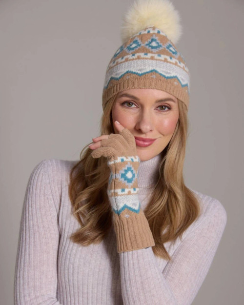 Alashan Cashmere's 100% Merino Vail Fair Isle Fingerless Glove With ...