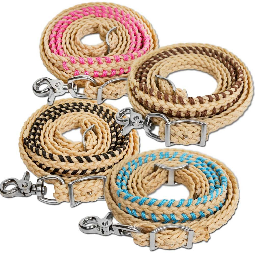 WAXED NYLON ROPING REIN BY MUSTANG