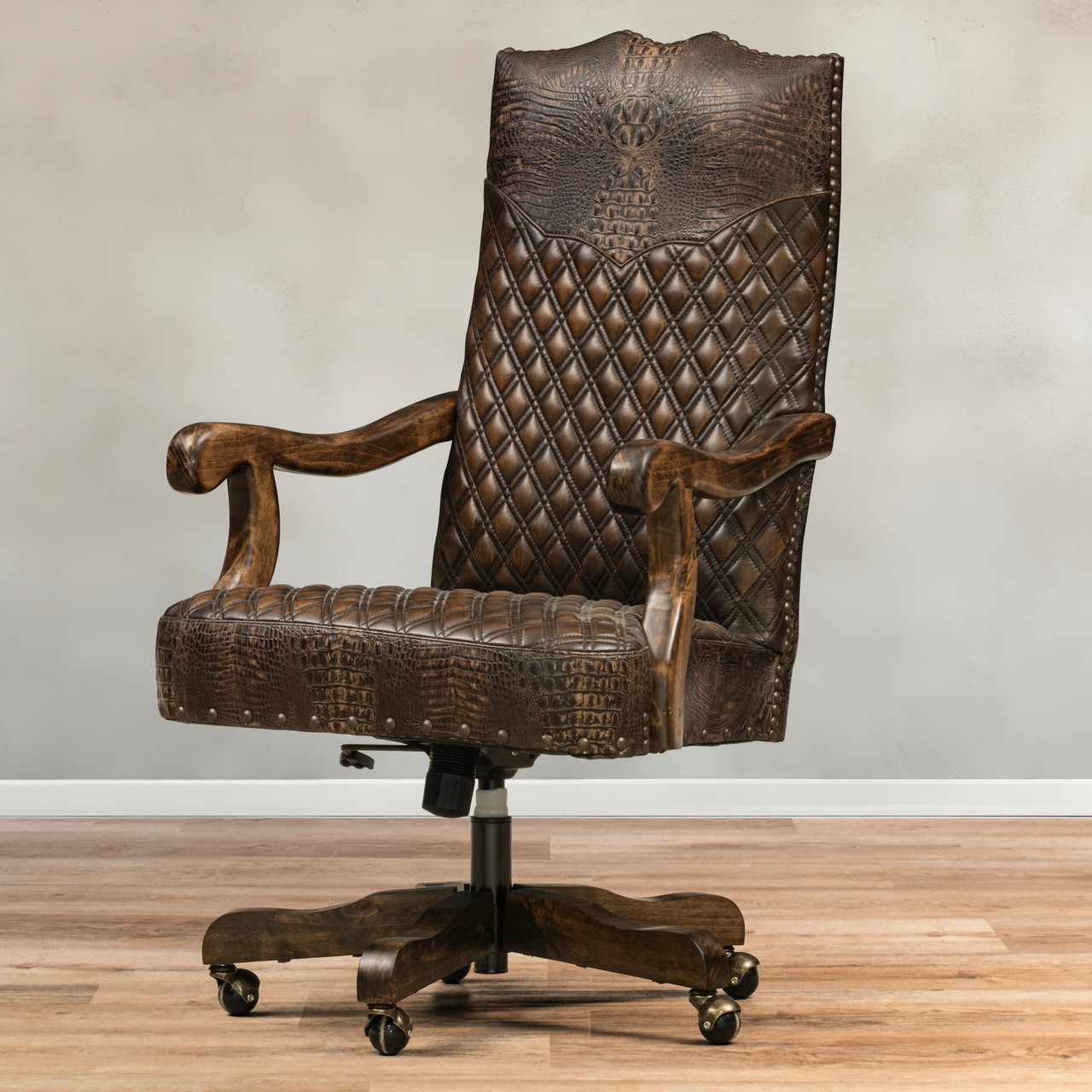 DIAMONDS & CROCODILE YOKE DESK CHAIR - DENNARDS