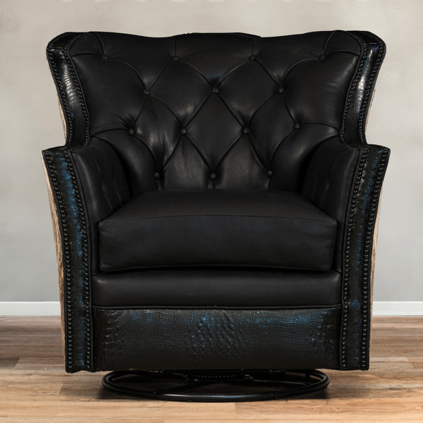 PUMA BLACK TUFTED HAIRON BACK CHAIR - DENNARDS