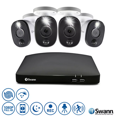 Swann 4 Camera 8 Channel 1080p Full HD DVR CCTV System 1TB HDD Wired ...