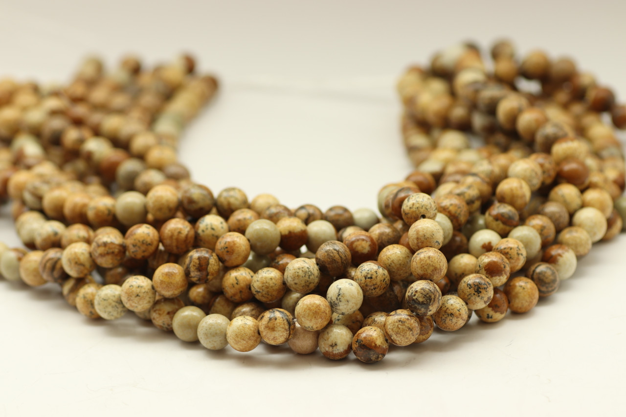 Picture Jasper, Smooth Round in sizes 4mm, 6mm, 8mm & 10mm. Priced Per ...