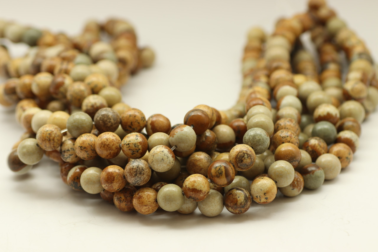 Picture Jasper, Smooth Round in sizes 4mm, 6mm, 8mm & 10mm. Priced Per ...