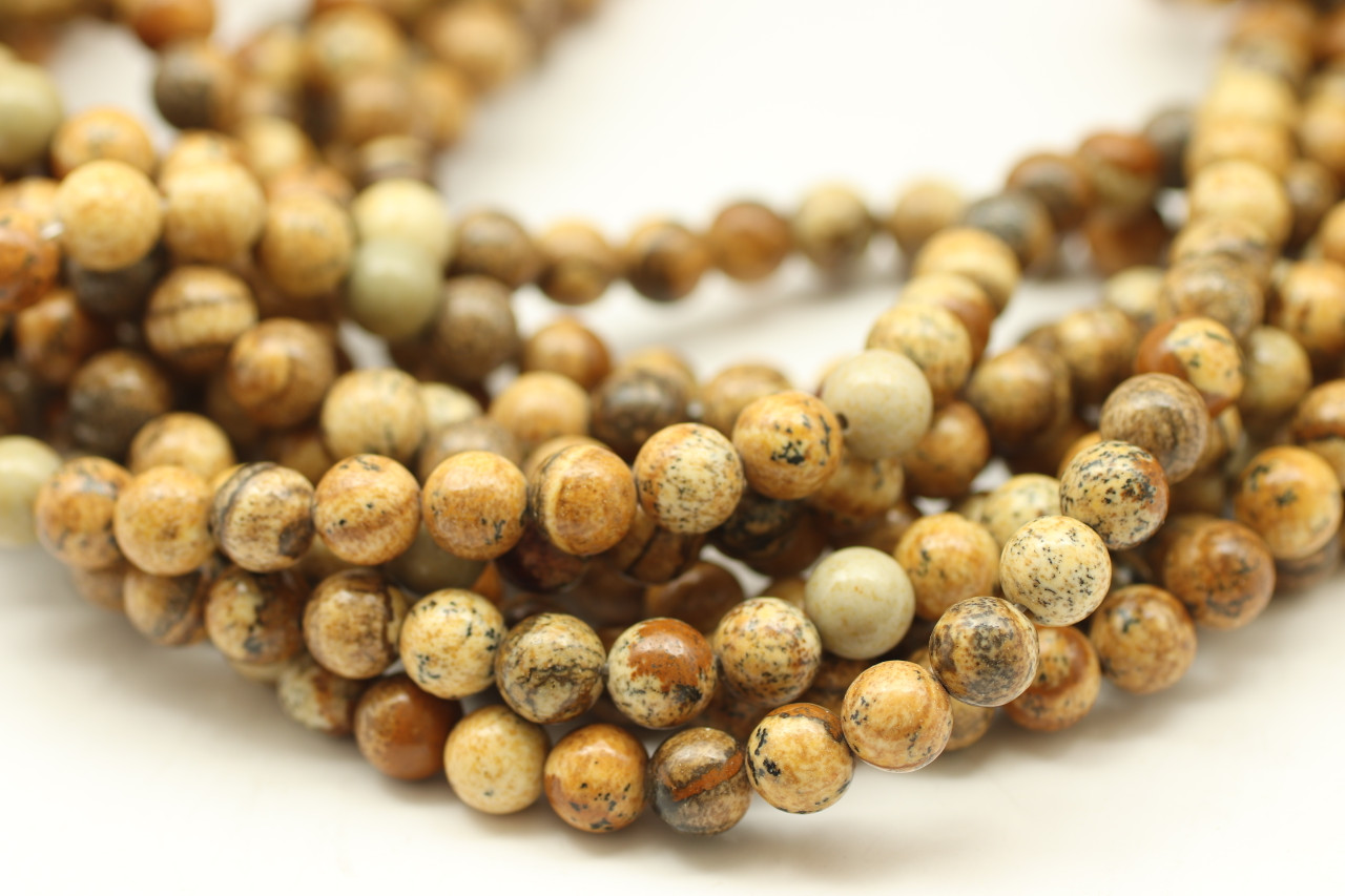Picture Jasper, Smooth Round in sizes 4mm, 6mm, 8mm & 10mm. Priced Per ...