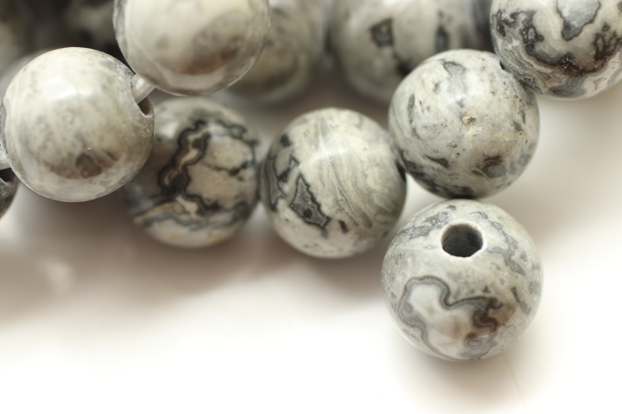 Map Jasper, Natural, Smooth Round, 8mm with 2mm Hole, One Strand ...