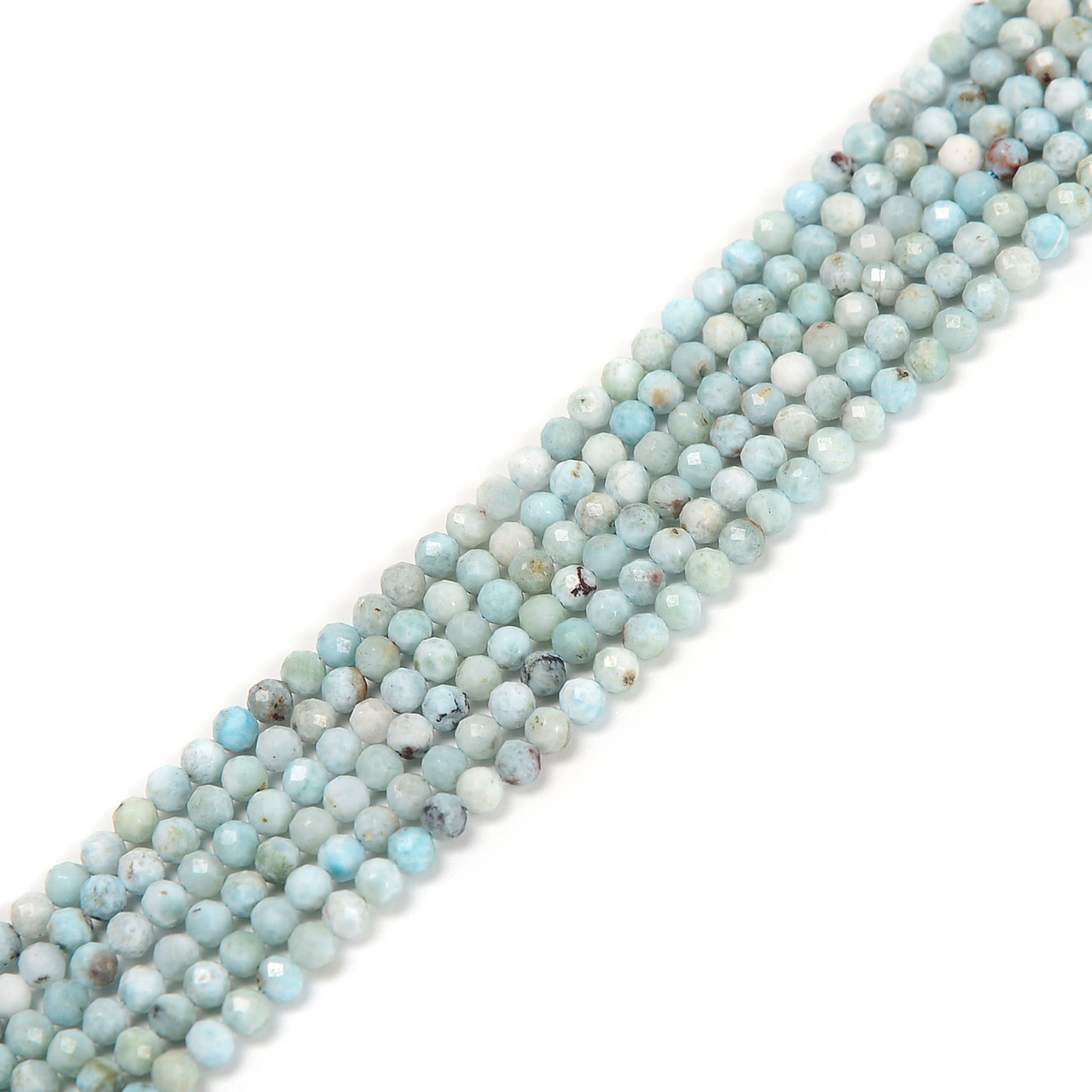 Larimar, Natural, Faceted Round, One 4mm Strand