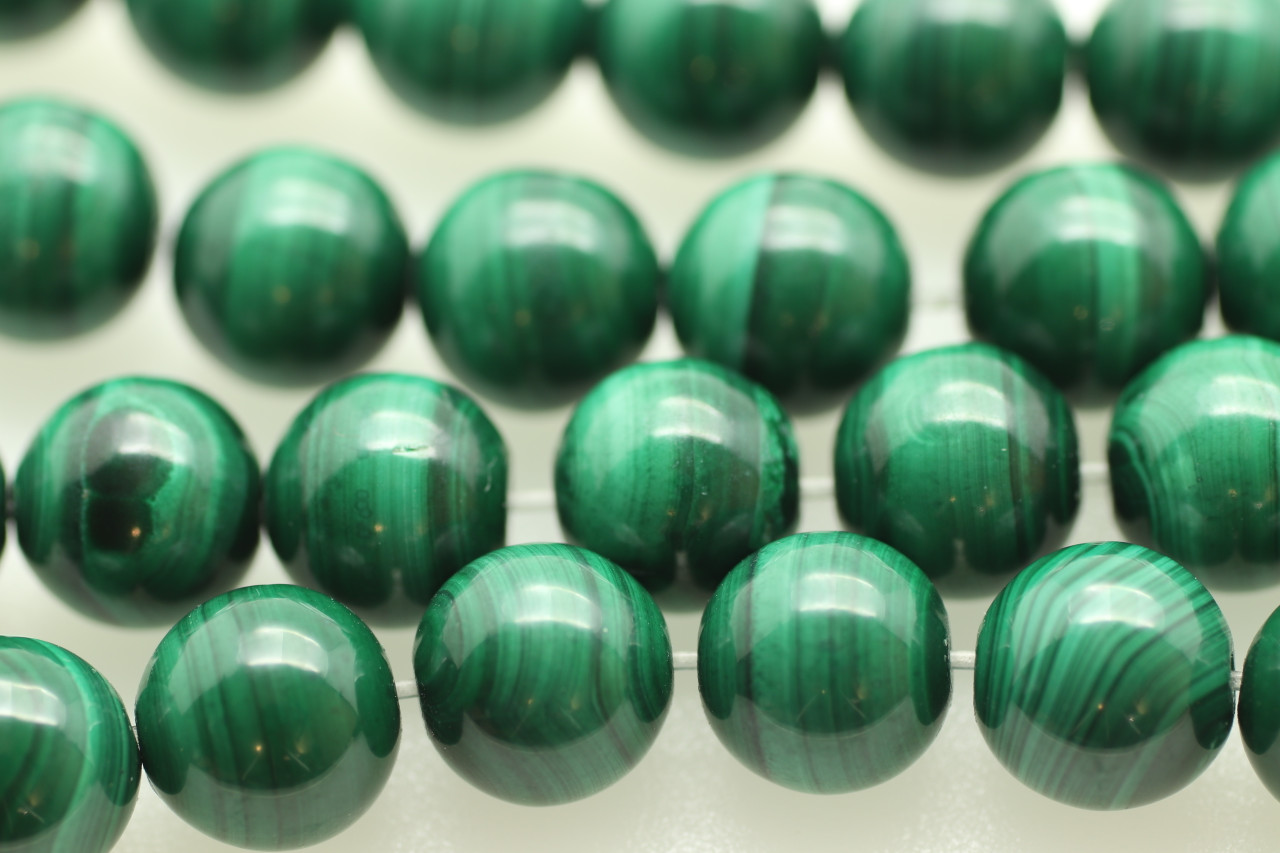 Malachite, Smooth Round in sizes 4mm, 6mm, 8mm & 10mm, Priced Per Strand