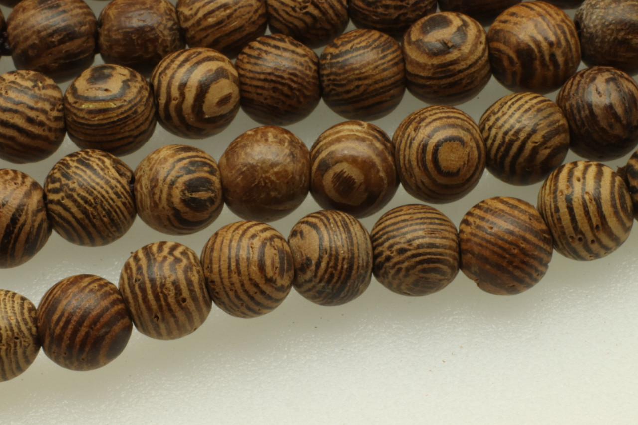 Sandalwood, Tiger Vein, Smooth Round, One 4mm Strand - Beauty in the Bead