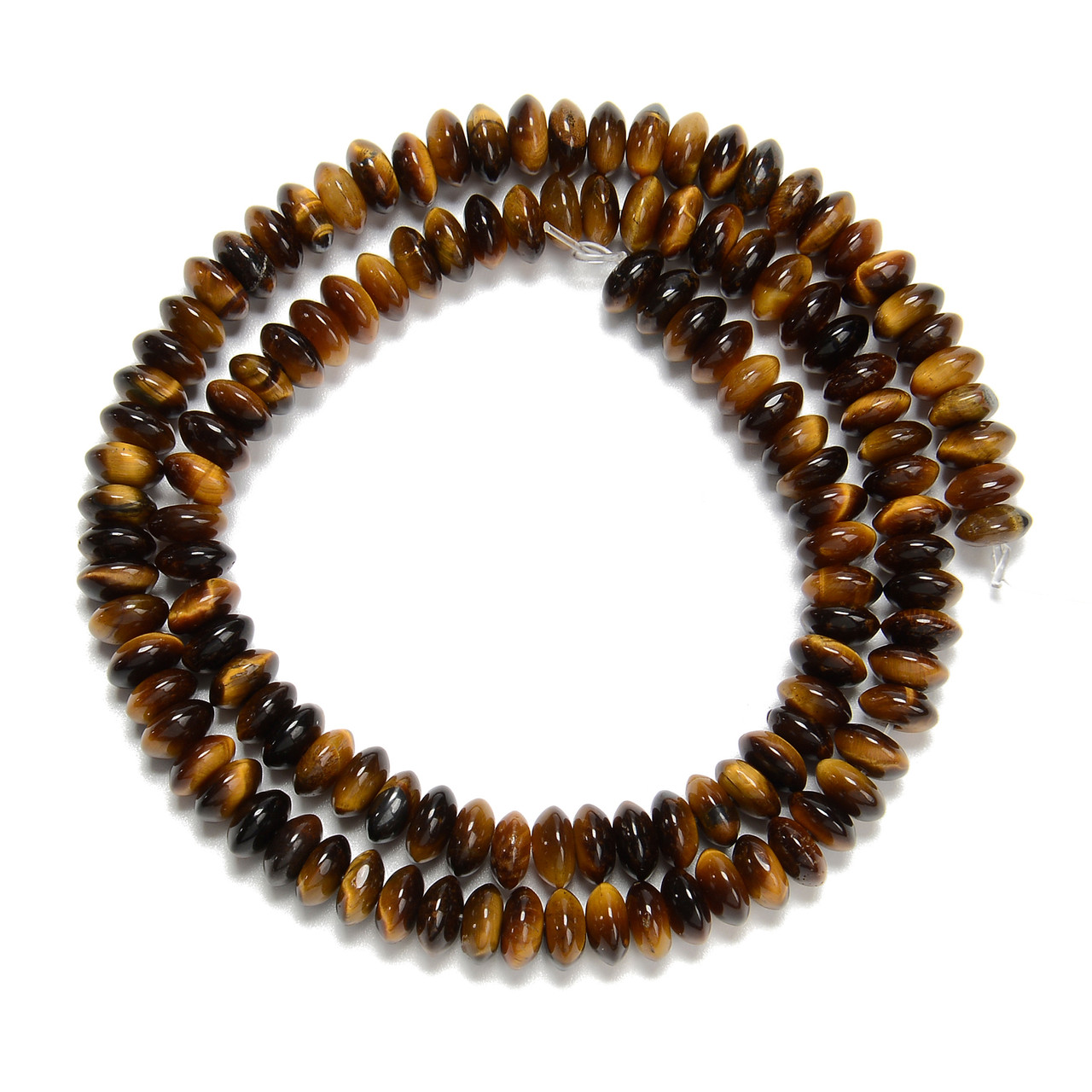 Tiger Eye, Natural, Heishi Bicone, One 3x6mm Strand