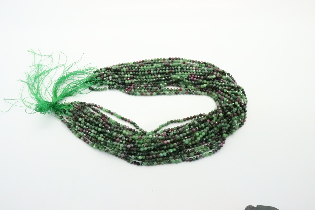 Ruby Zoisite, Natural, Faceted Round, One 3mm Strand