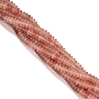 Strawberry Quartz, Natural, Heishi Bicone, One 3x6mm Strand