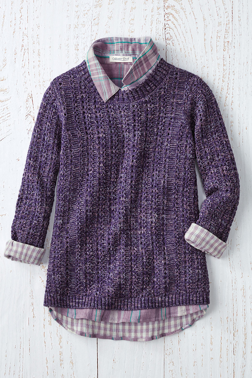 Marled Mix Stitch Sweater - Coldwater Creek