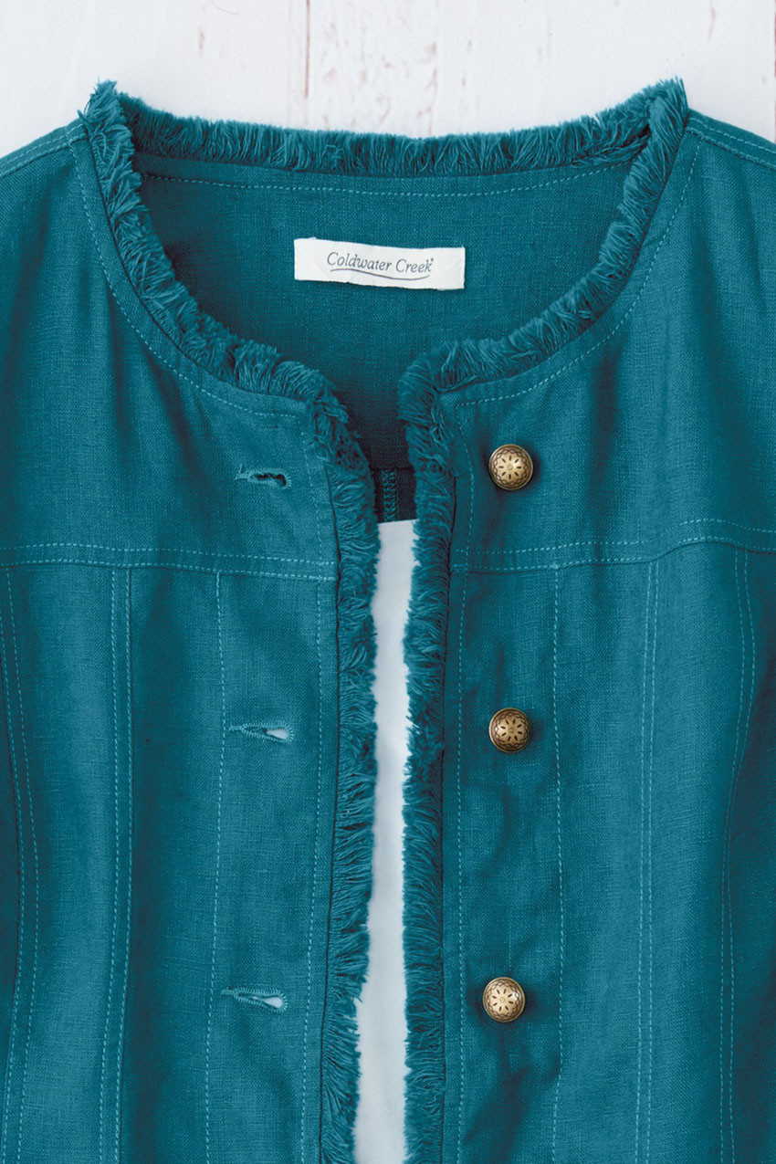 Frayed Edge Linen Jacket - Coldwater Creek