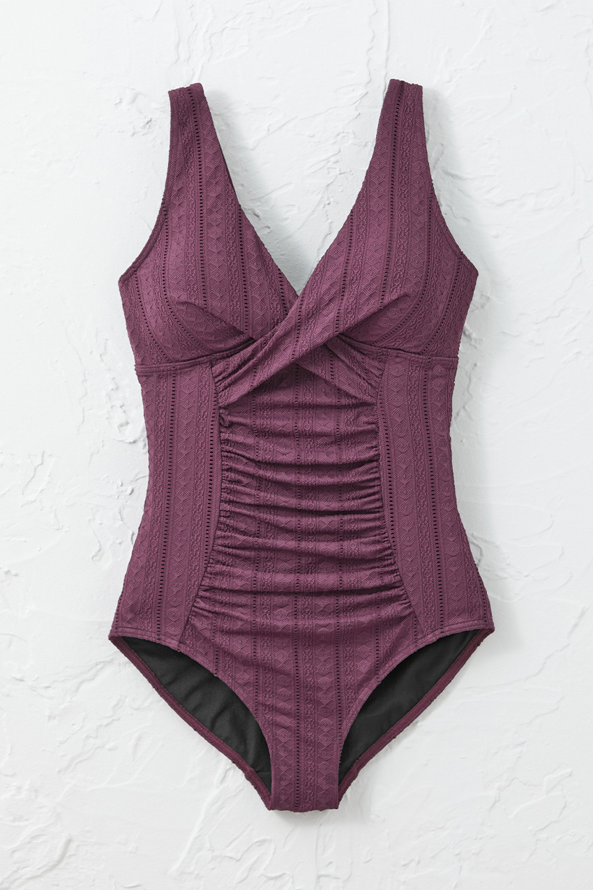 Textured ShapeMe™ Crossover Bathing Suit - Coldwater Creek