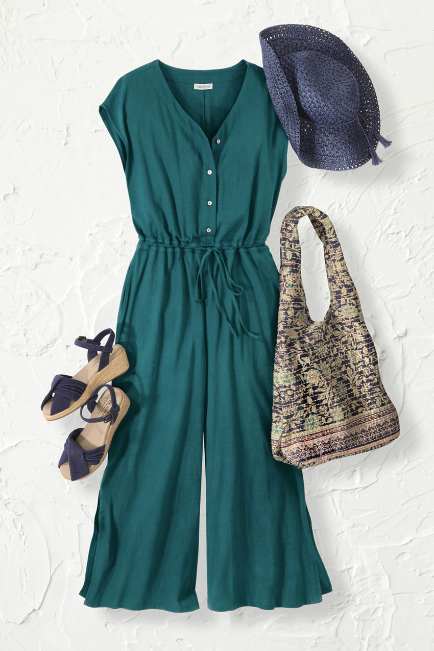 Summer Light Button-Front Jumpsuit - Coldwater Creek