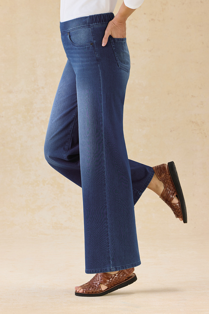 LightTouch Knit Denim Wide-Leg Jeans - Coldwater Creek