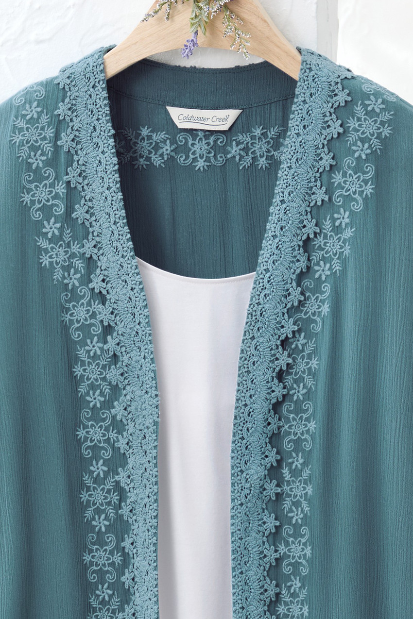 Tonal Embroidered Duster - Coldwater Creek
