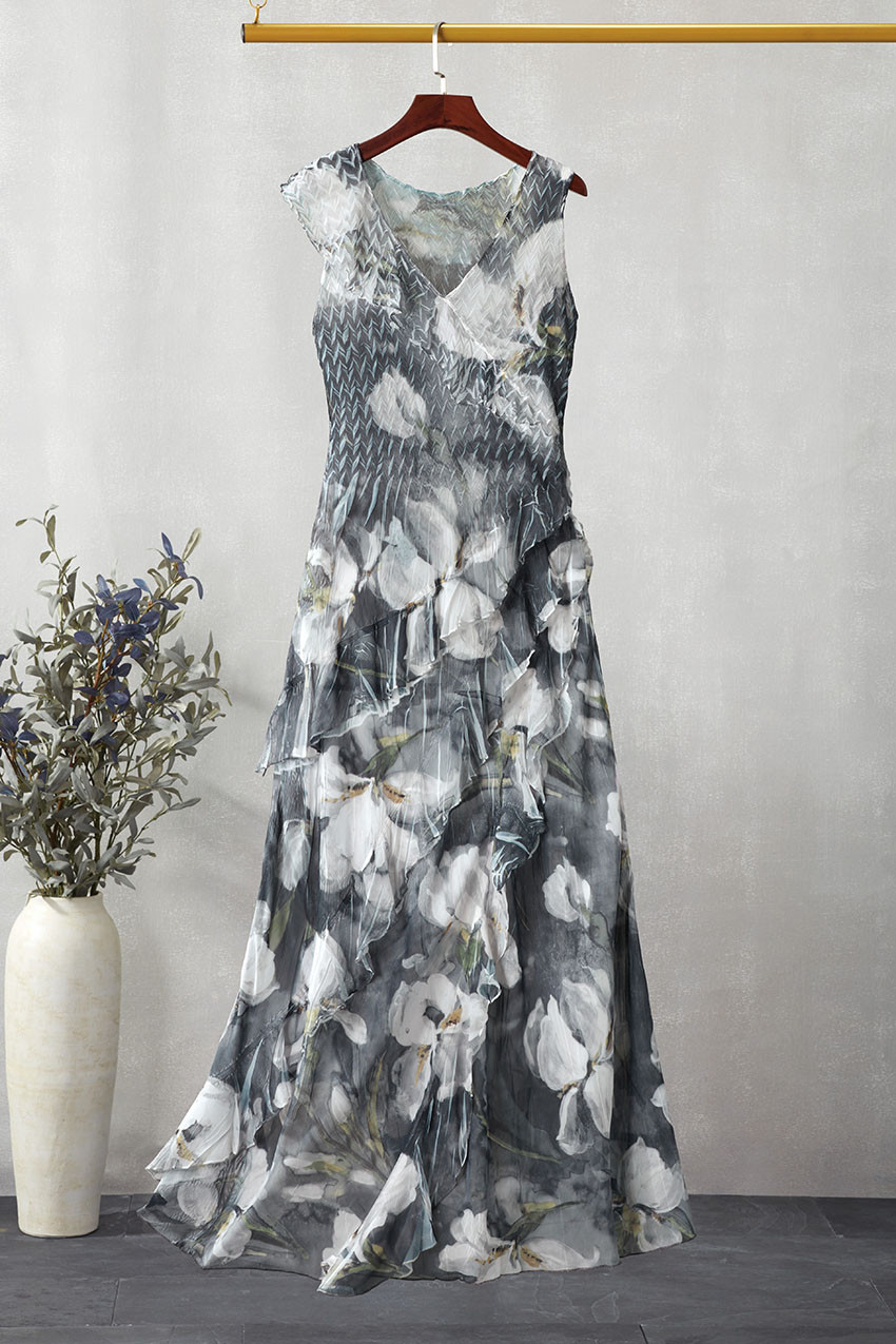 Midnight Magnolia Ruffle Dress by Komarov - Coldwater Creek