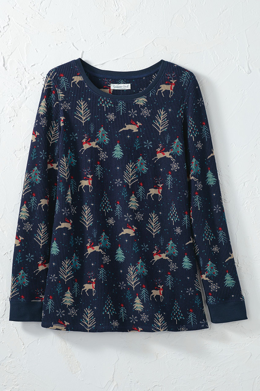 Winter Whimsy Waffle Tunic - Coldwater Creek