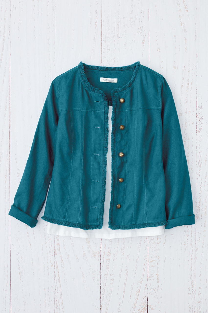 Frayed Edge Linen Jacket - Coldwater Creek