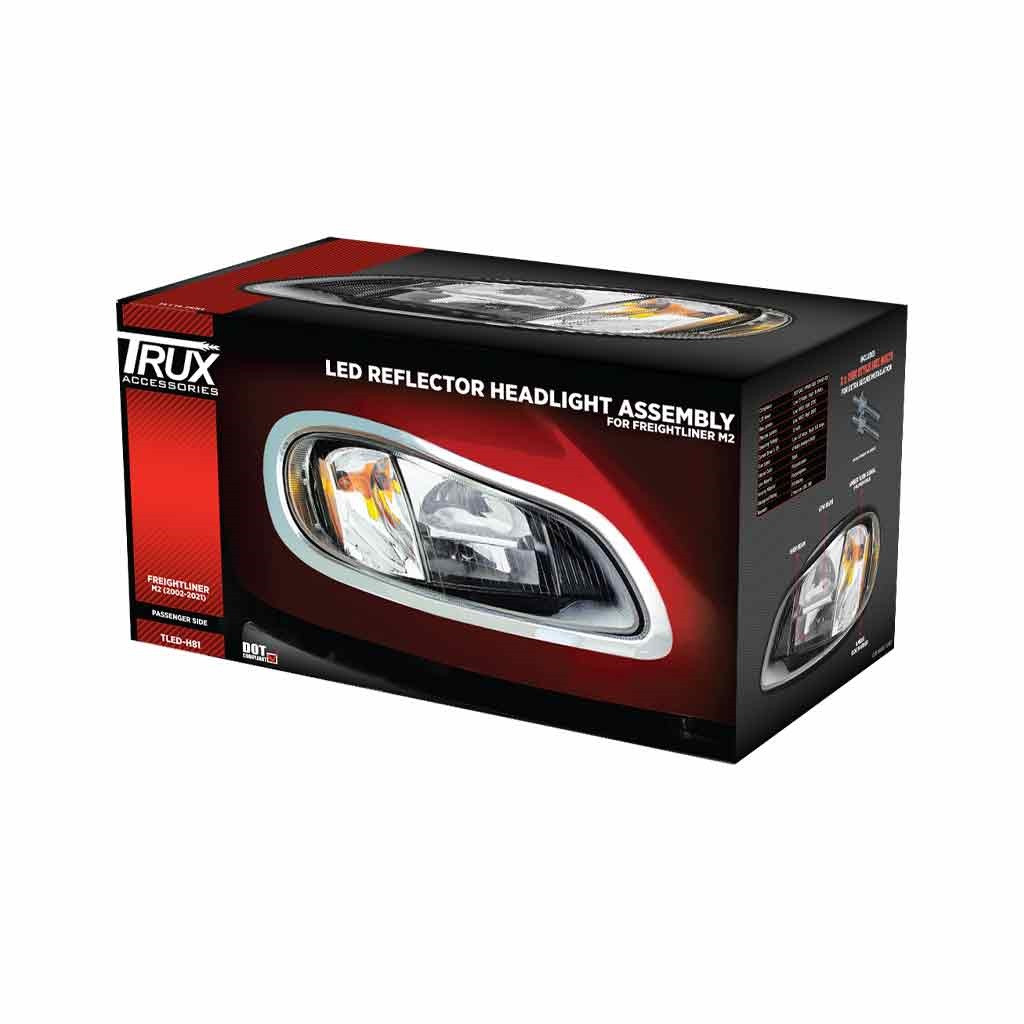 FTL. M2/C2 LED Reflector Headlight Assembly with Side Marker - Black ...