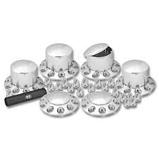 Complete Axle Cover Kit with Removable Hubcaps & 33mm Threaded Nut ...