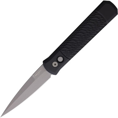 ProTech 924 Godfather AUTO Folding Knife - 4" 154CM Black DLC Plain Blade, Black Battleworn ...