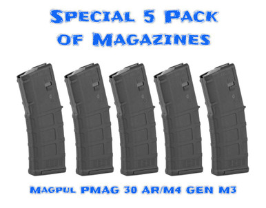 Magpul PMAG 30RD Gen M3 5.56 Magazine - Black - 5 Pack of Magazines