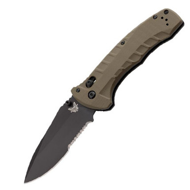 Benchmade Turret Folding Knife 3.7" S30V Black Combo Blade, Olive Drab ...