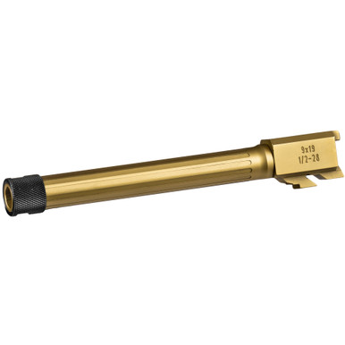 Canik USA Full Size Gold PVD Threaded Fluted Barrel For TP9 SFX, TP9 SFL