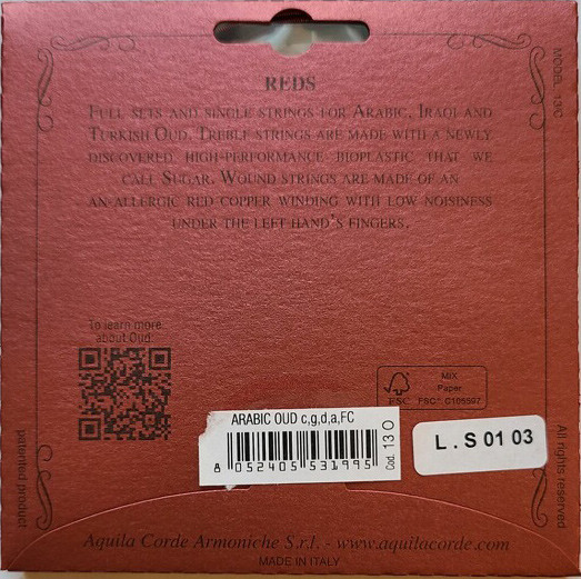 Aquila 13O Reds Arabic Tuning cc-gg-dd-AA-FF-C 11 String Oud Strings