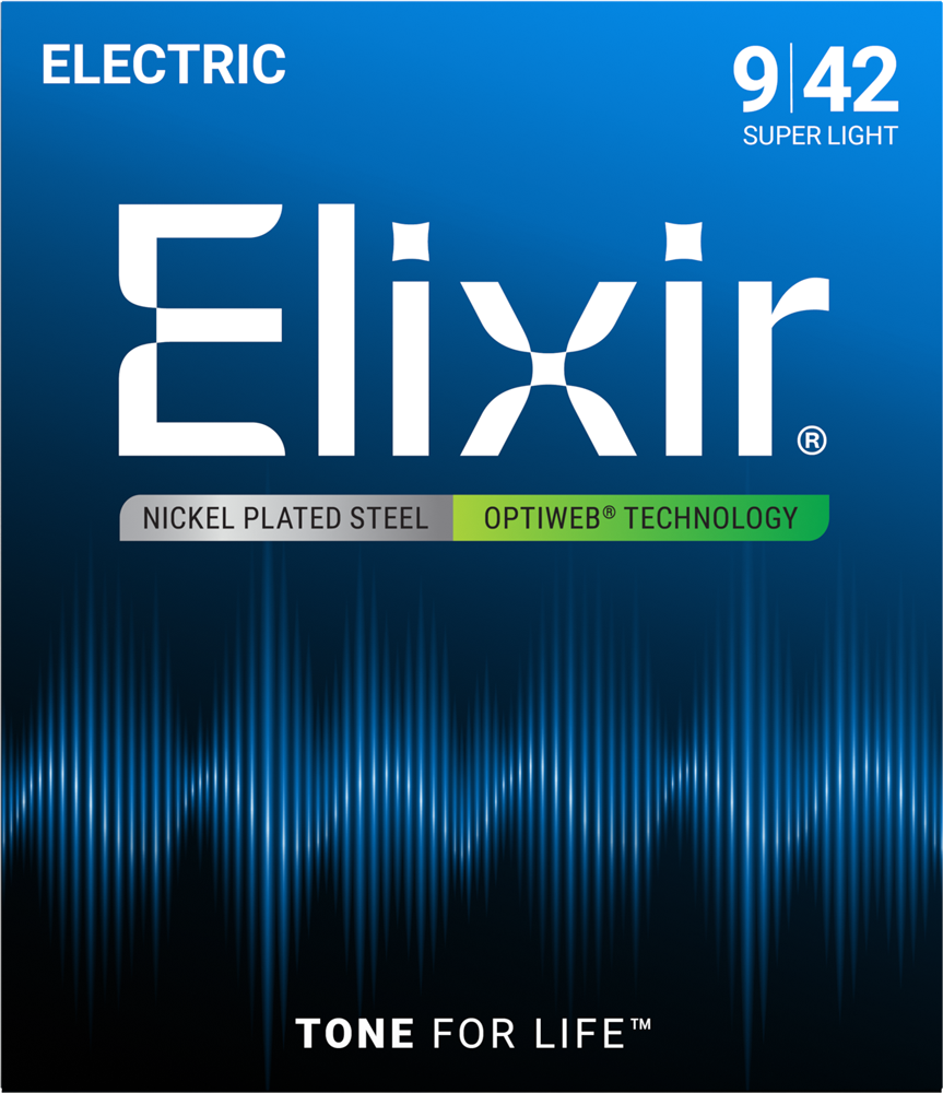 Elixir 19002 Optiweb Coated Nickel Plated Electric Guitar Strings Super Light 9-42
