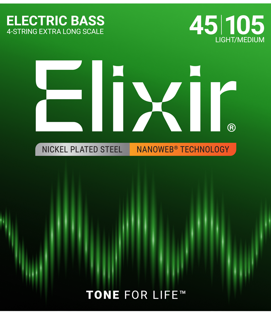 Elixir Nanoweb Coated Extra Long Scale 5-String Bass Strings Light ...