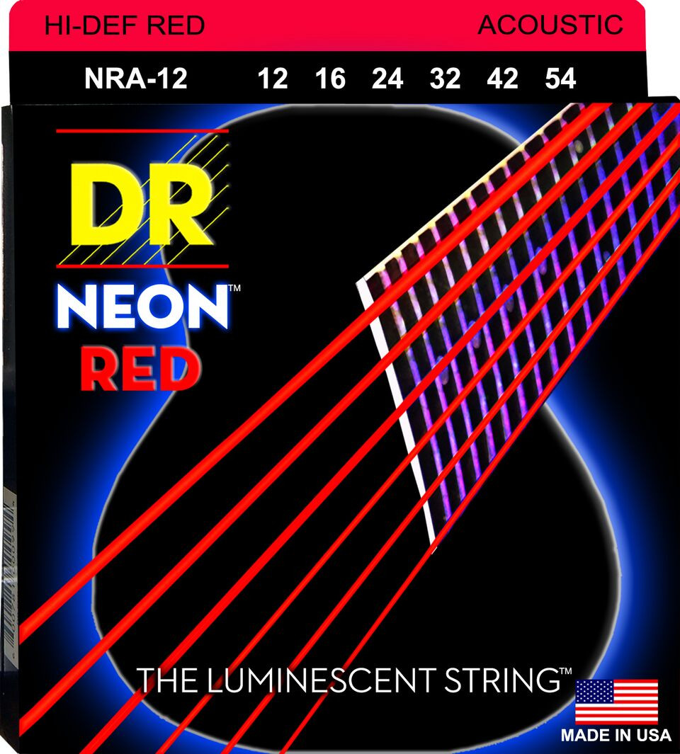DR Hi-Def Neon Multi-Color K3 Coated Acoustic Guitar Strings NMCA-12 ...