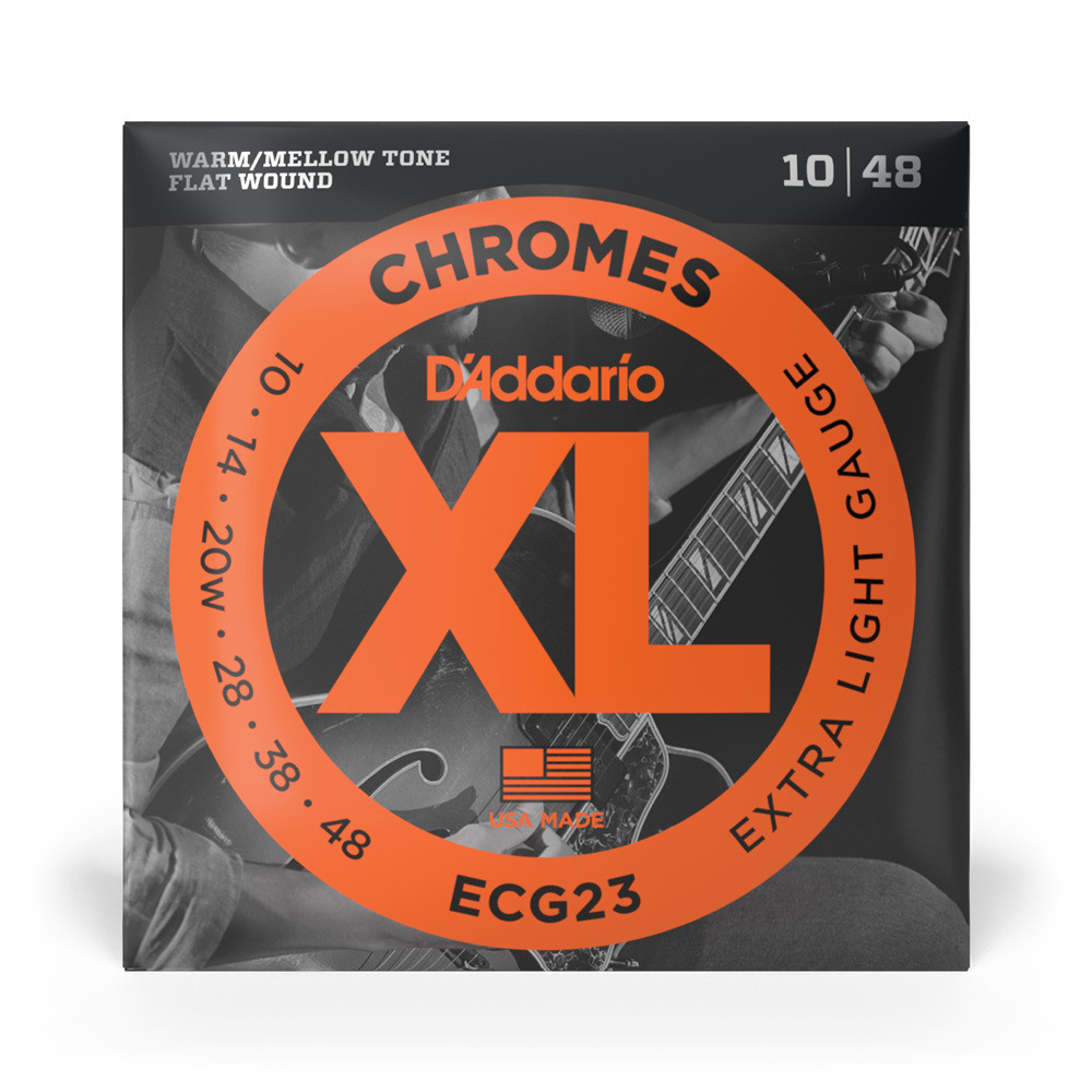 D'Addario Chromes Flat Wound Electric Guitar Strings ECG23 Extra Light ...