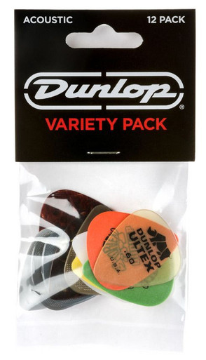 Dunlop Picks Variety Pack PVP112, Acoustic, 12-Pack