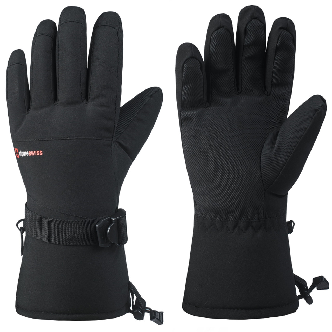 Alpine Swiss Mens Waterproof Gauntlet Ski Gloves Winter Sport Snow ...