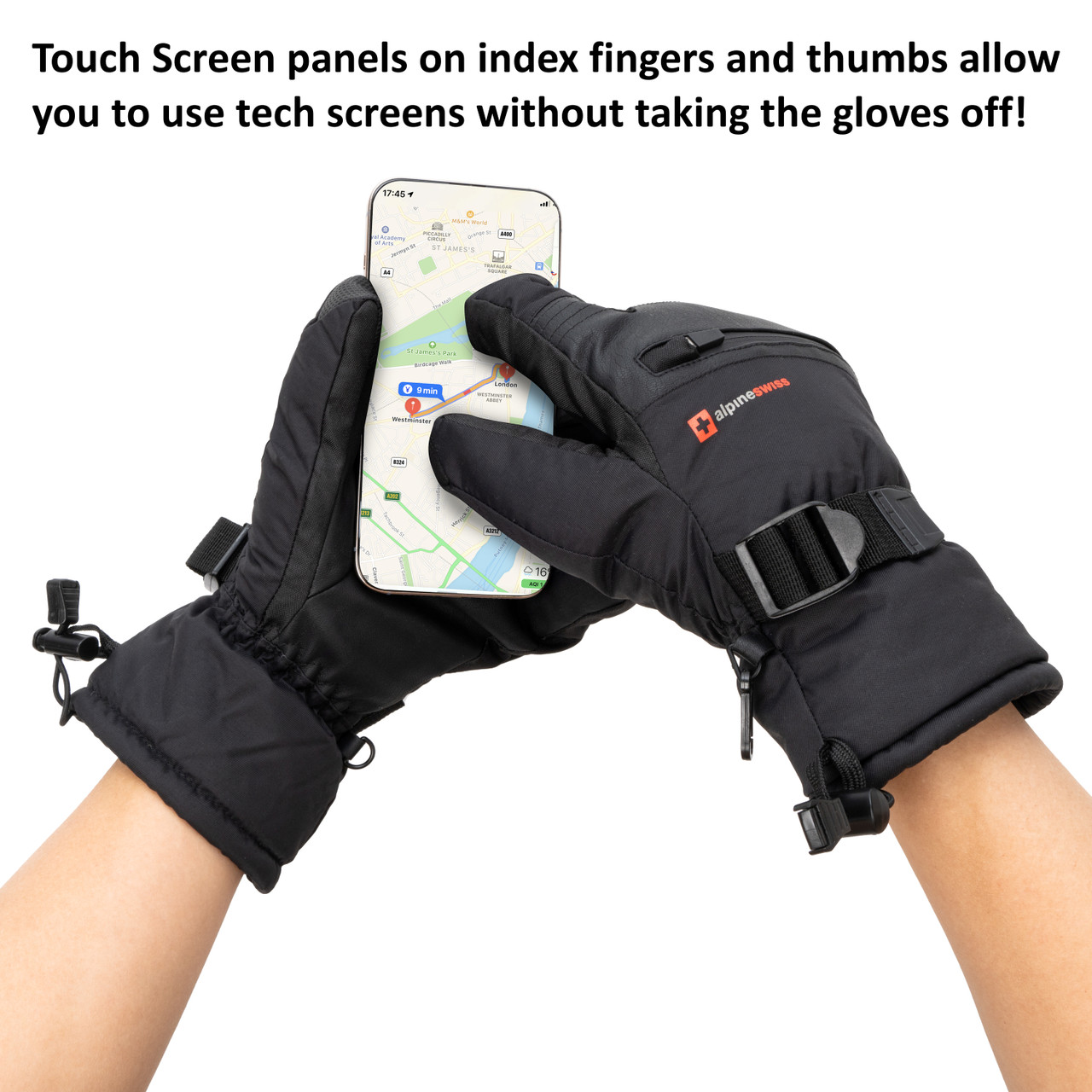 Alpine Swiss Mens Waterproof Snow Ski Gloves Gauntlet Mittens with ...