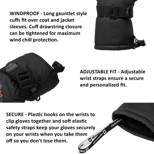 Alpine Swiss Mens Waterproof Snow Ski Gloves Gauntlet Mittens with ...