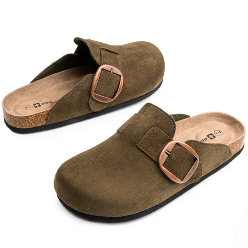 Alpine Swiss Edith Womens Clogs Cork Footbed Slippers Mules Slip On ...