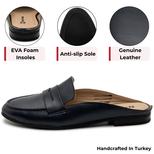 Alpine Swiss Linda Womens Leather Mule Loafers Backless Penny Loafers ...