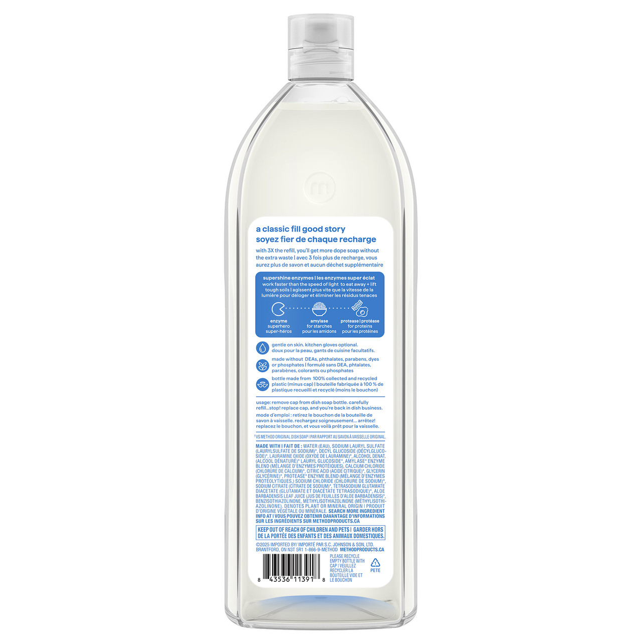 method super shine liquid dish soap 3x refill, powered by enzymes ...