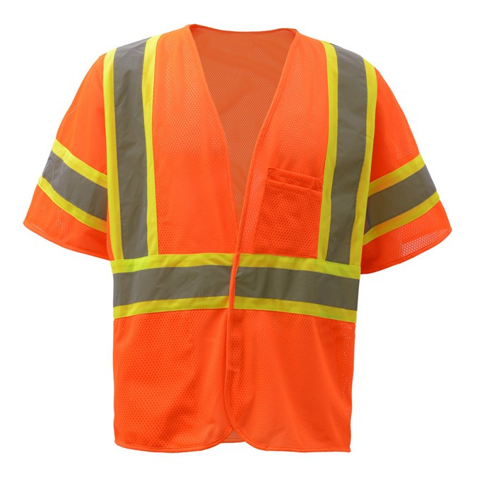 Standard Class 3 Two Tone Mesh Hook & Loop Safety Vest, Orange