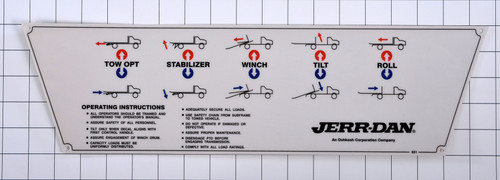 Stabilizer Control Decal | Jerr-Dan PN 7330000651